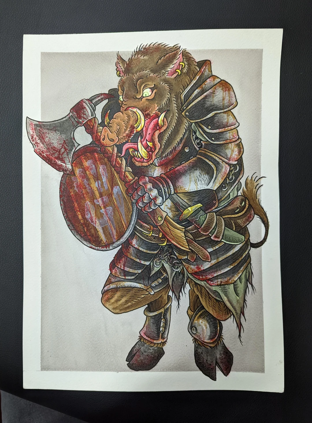 Boar of War, Me, Acrylic ink on watercolor paper, 2022 | Scrolller