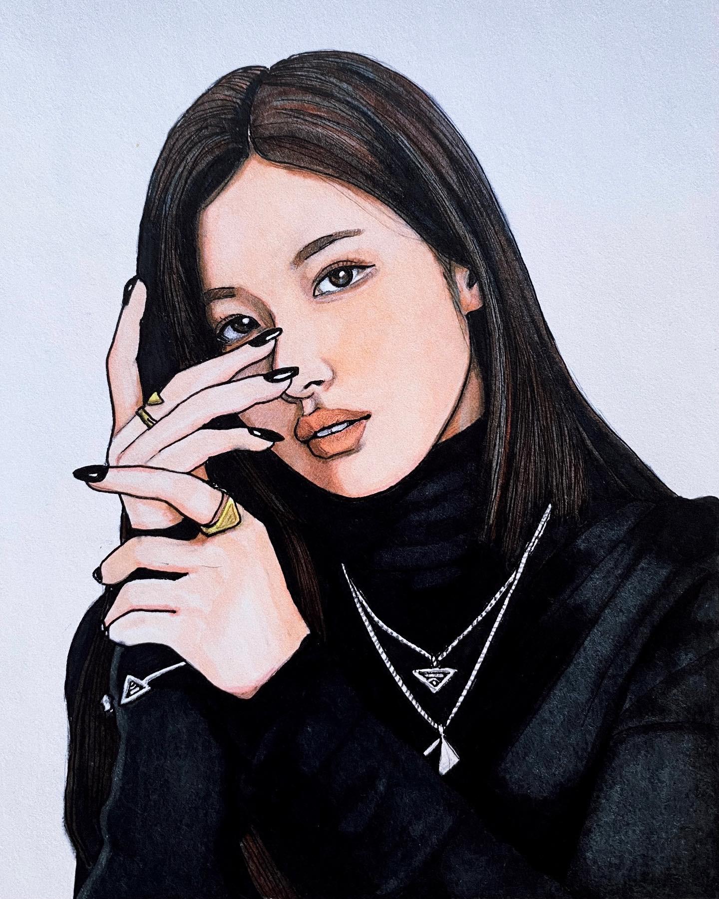 Drawing of Sana’s Prada ad photo (fanart) | Scrolller