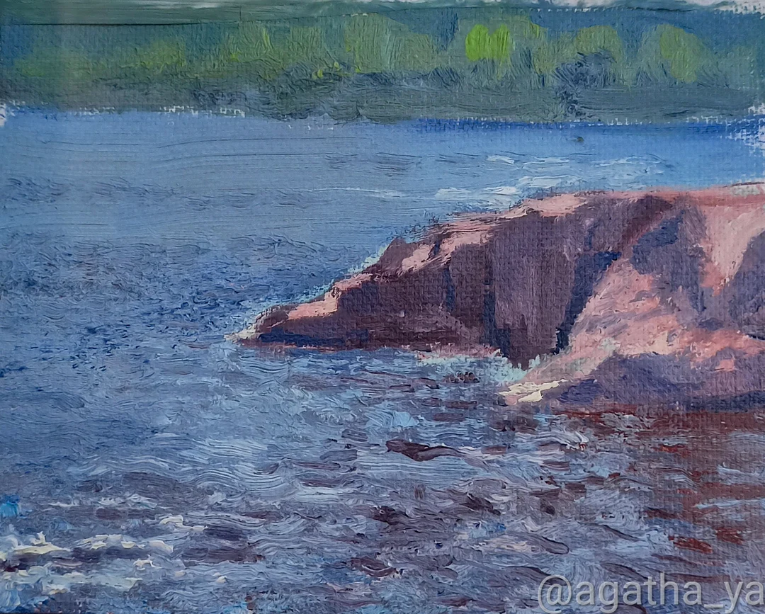 Stone by the Water, Me, Oil, 2022 | Scrolller
