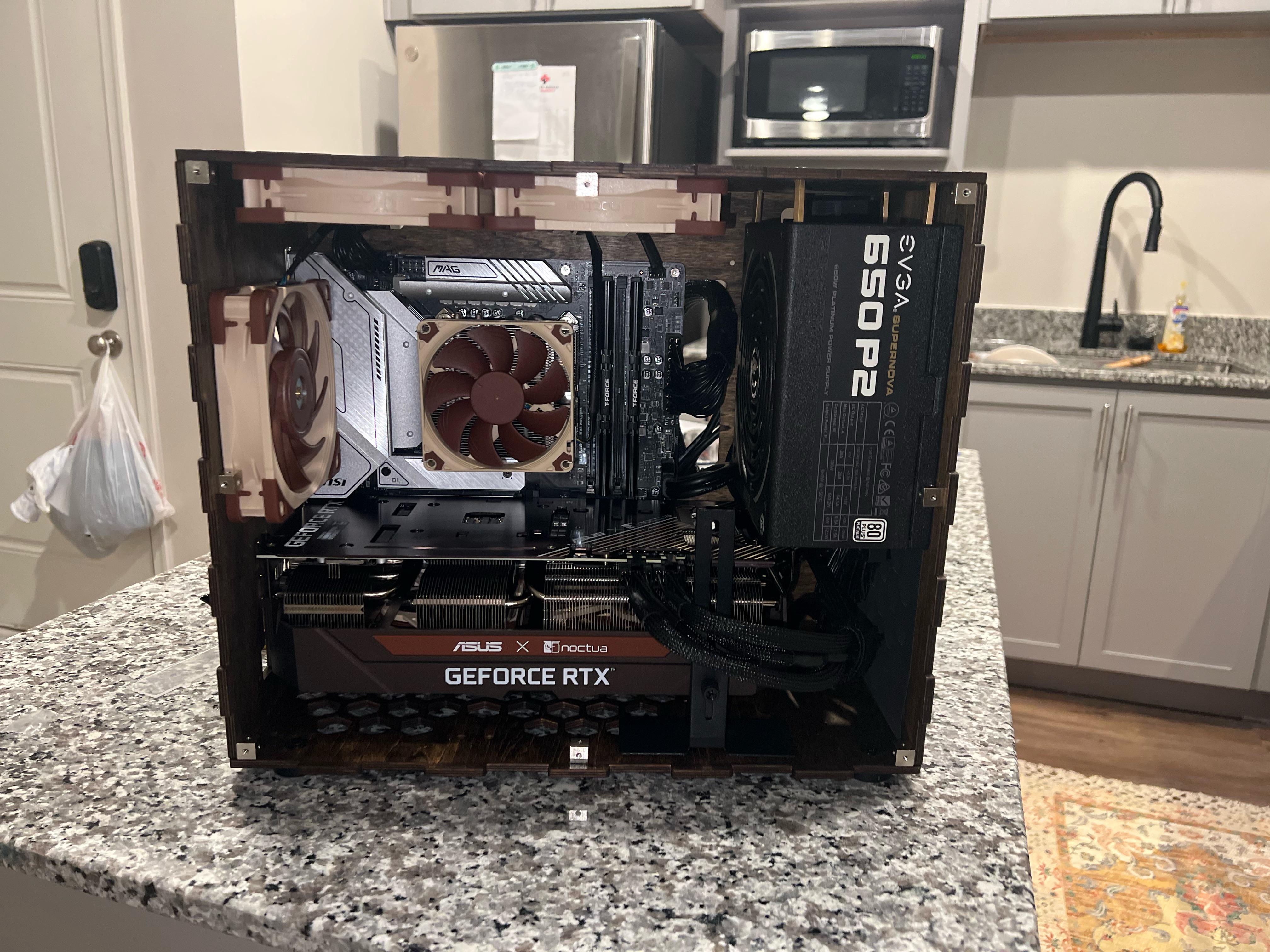 Finally got my girls first pc all wired and setup I was hesitant towards the wooden case idea ...