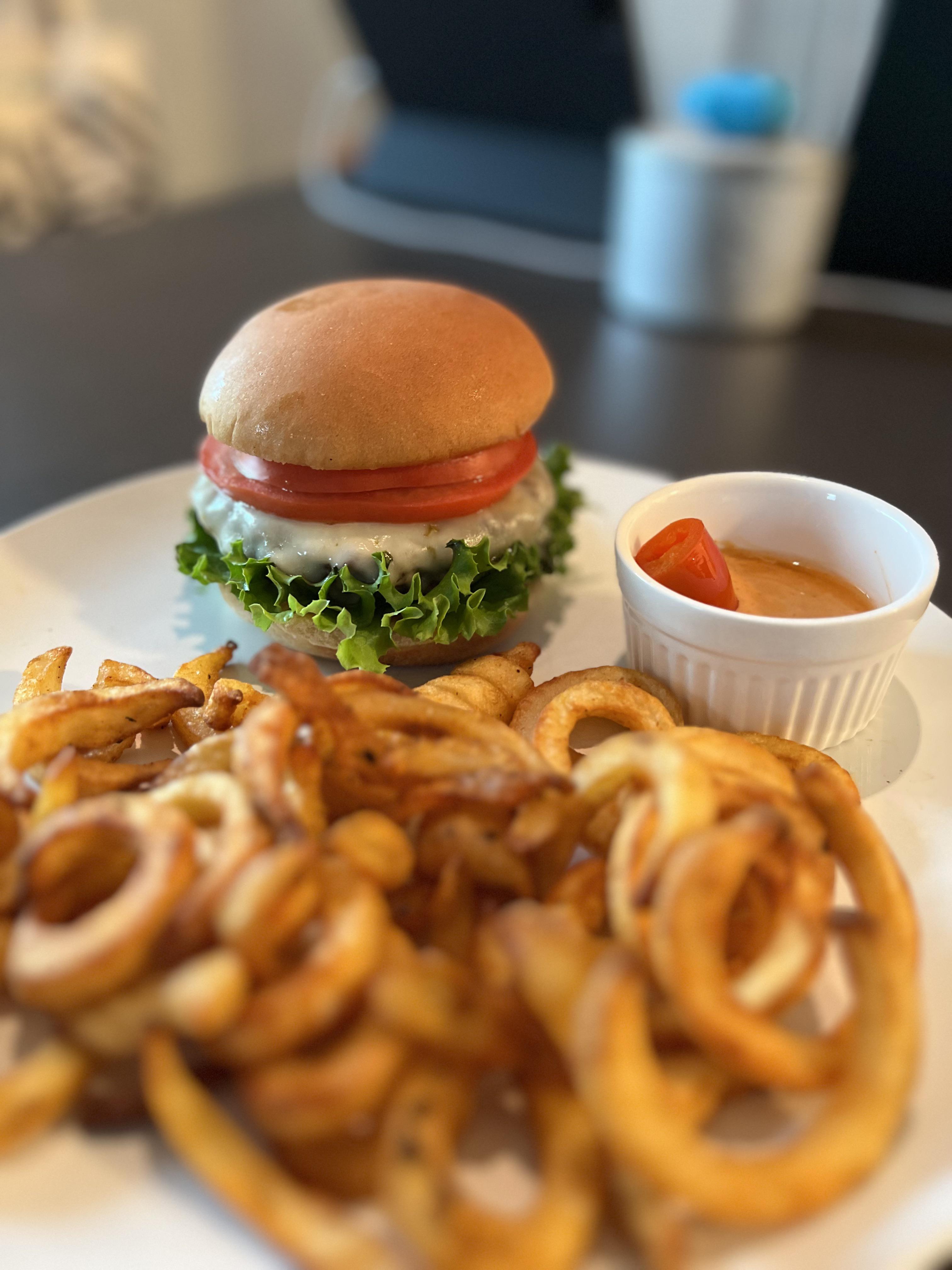 [homemade] burger, curly fries, and spicy mayo | Scrolller
