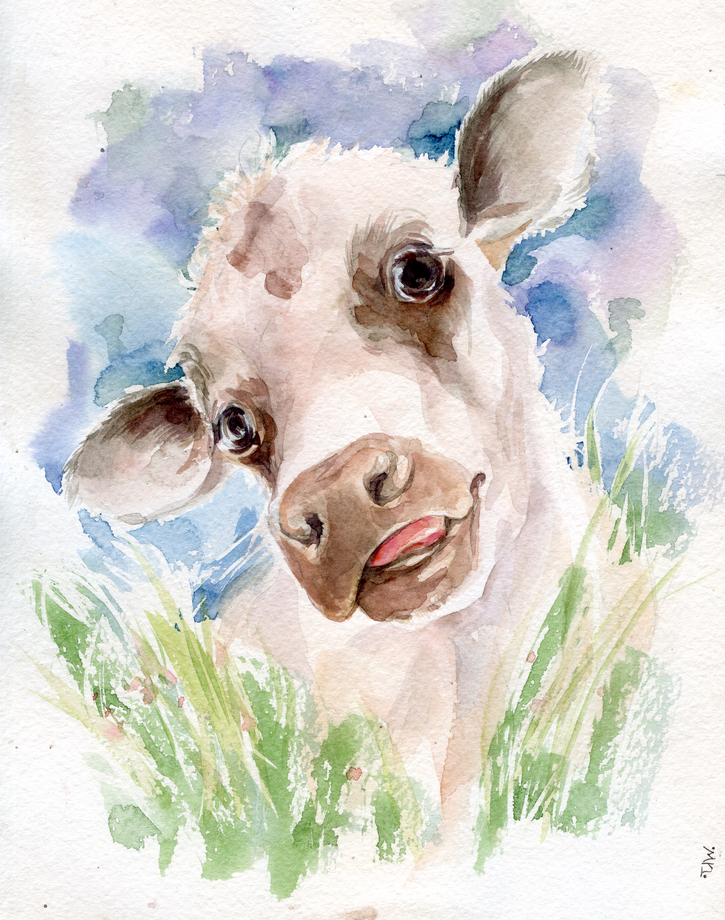 [Art][OC] Cute calf watercolor portrait by me | Scrolller