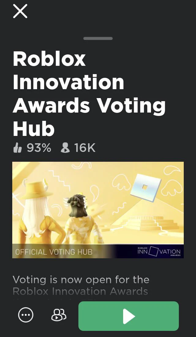 The Roblox Innovation Awards are open for voting! | Scrolller