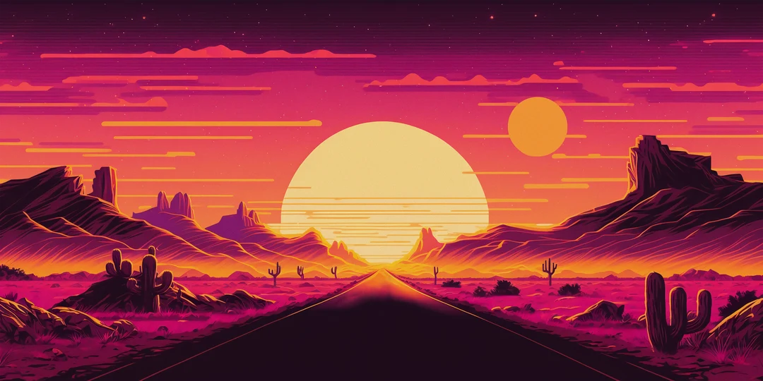 Desert Synthwave AI Landscape (4320x2160) | Scrolller