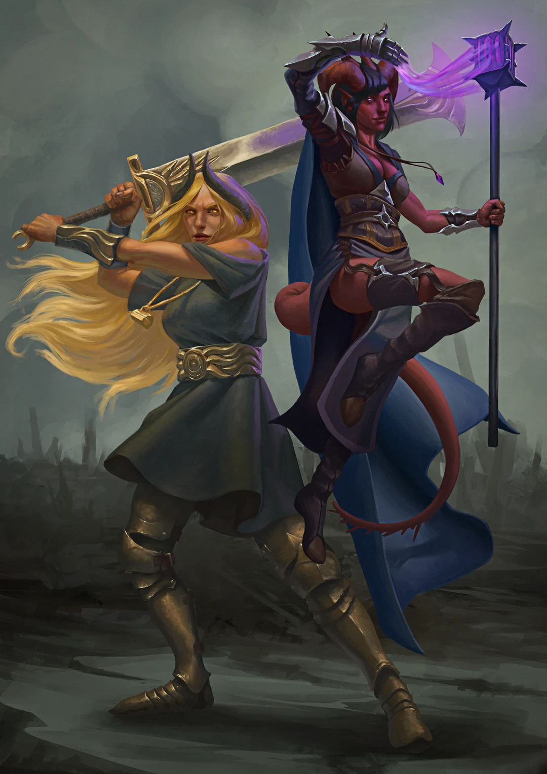 Kory and Lilith. Fallen angel and tieflieng warlock by me [OC] | Scrolller