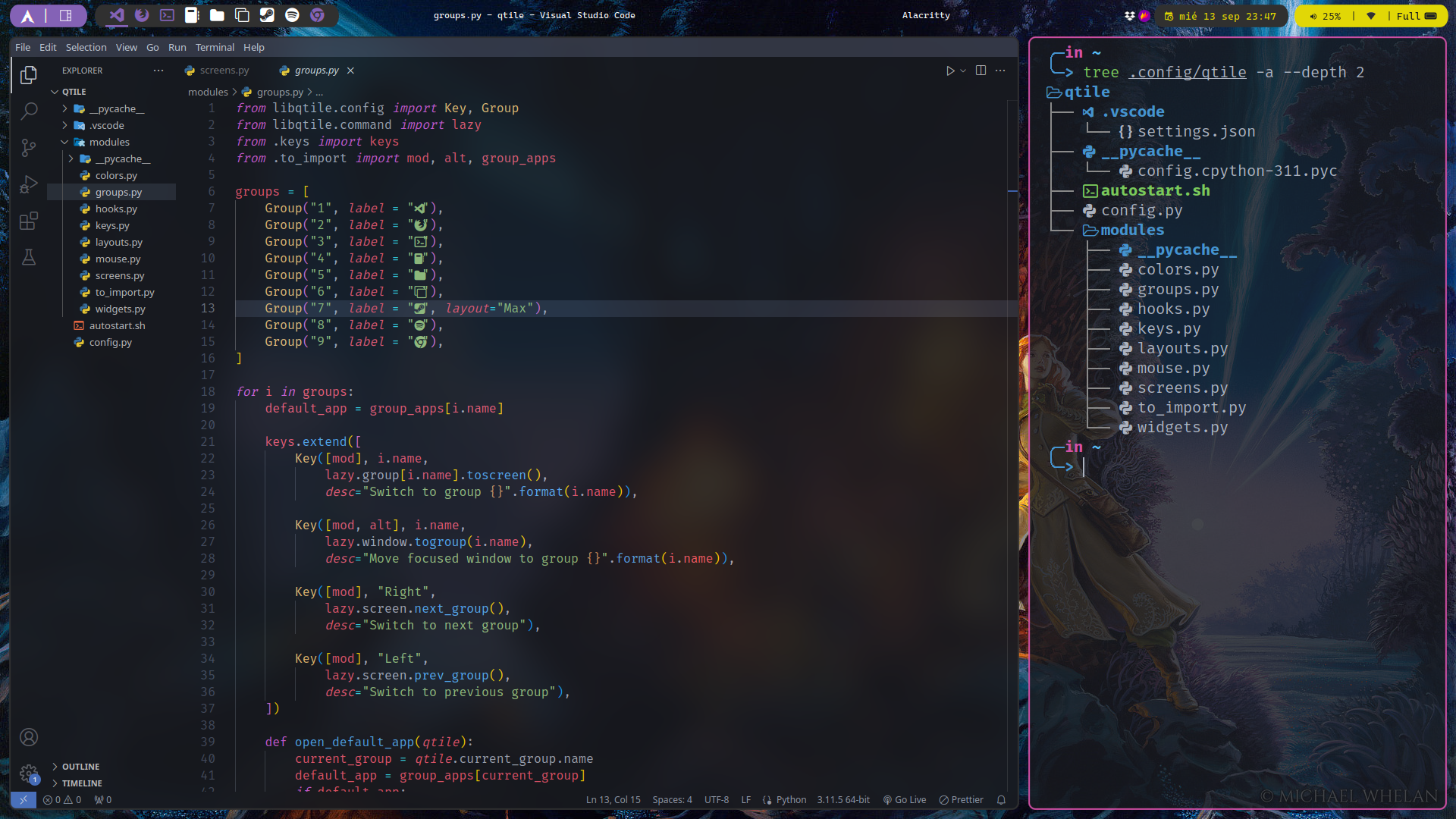 [Qtile] My first rice | Scrolller