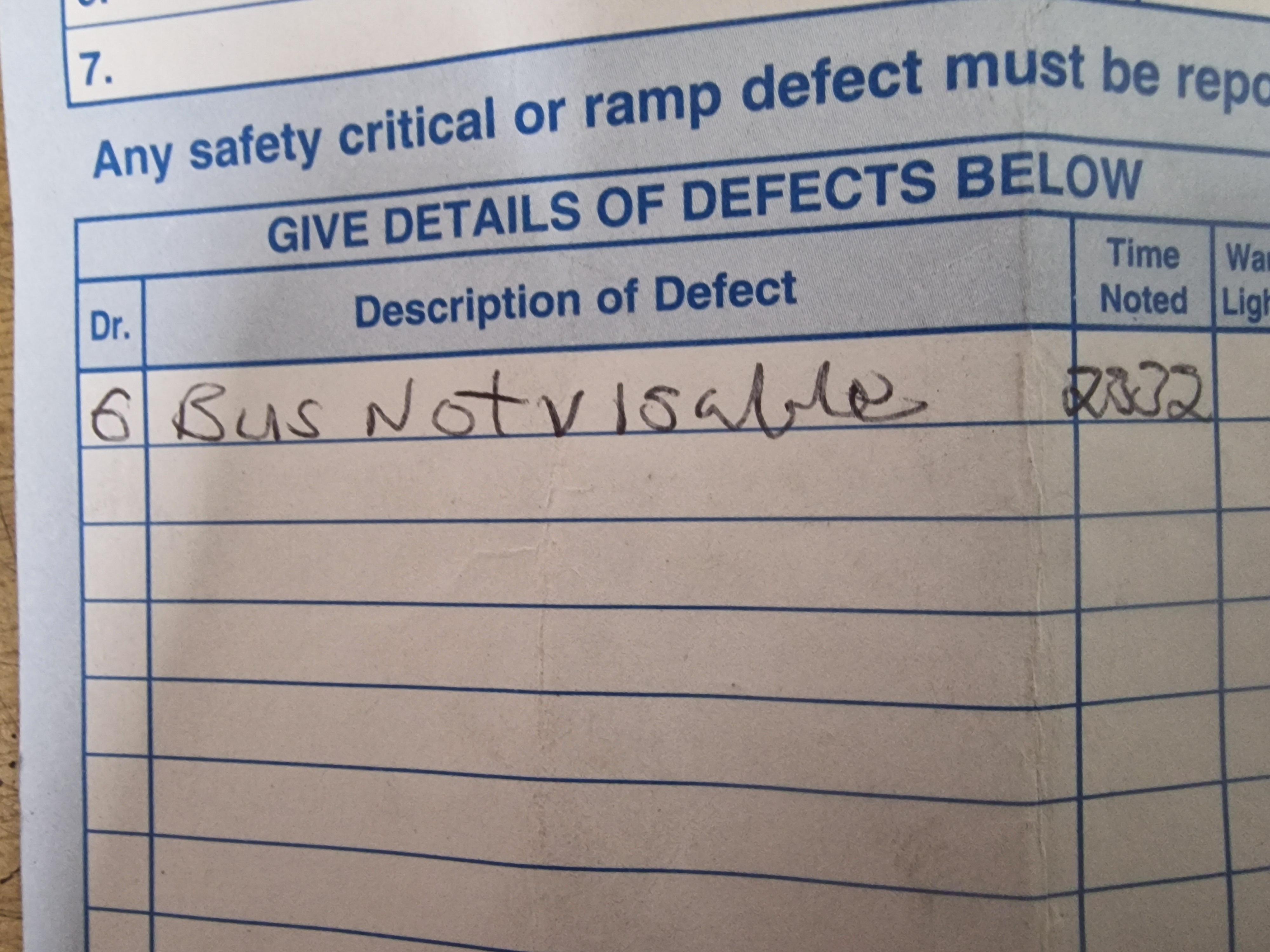 Bus driver's defect report | Scrolller