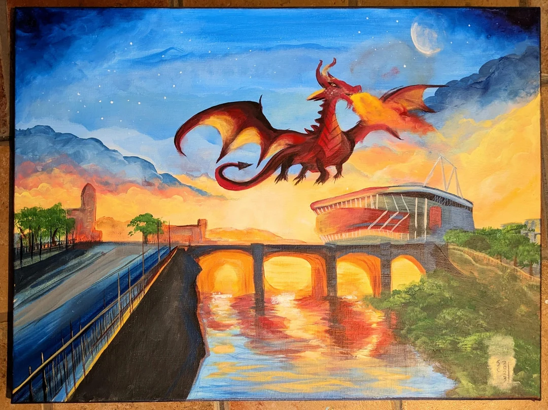 Welsh Dragon, by me (Serena Cutler), acrylic on canvas, 2023 | Scrolller