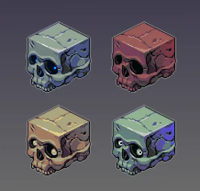 Cube Skulls, u/Rappenem, pixelart, 2023 | Scrolller