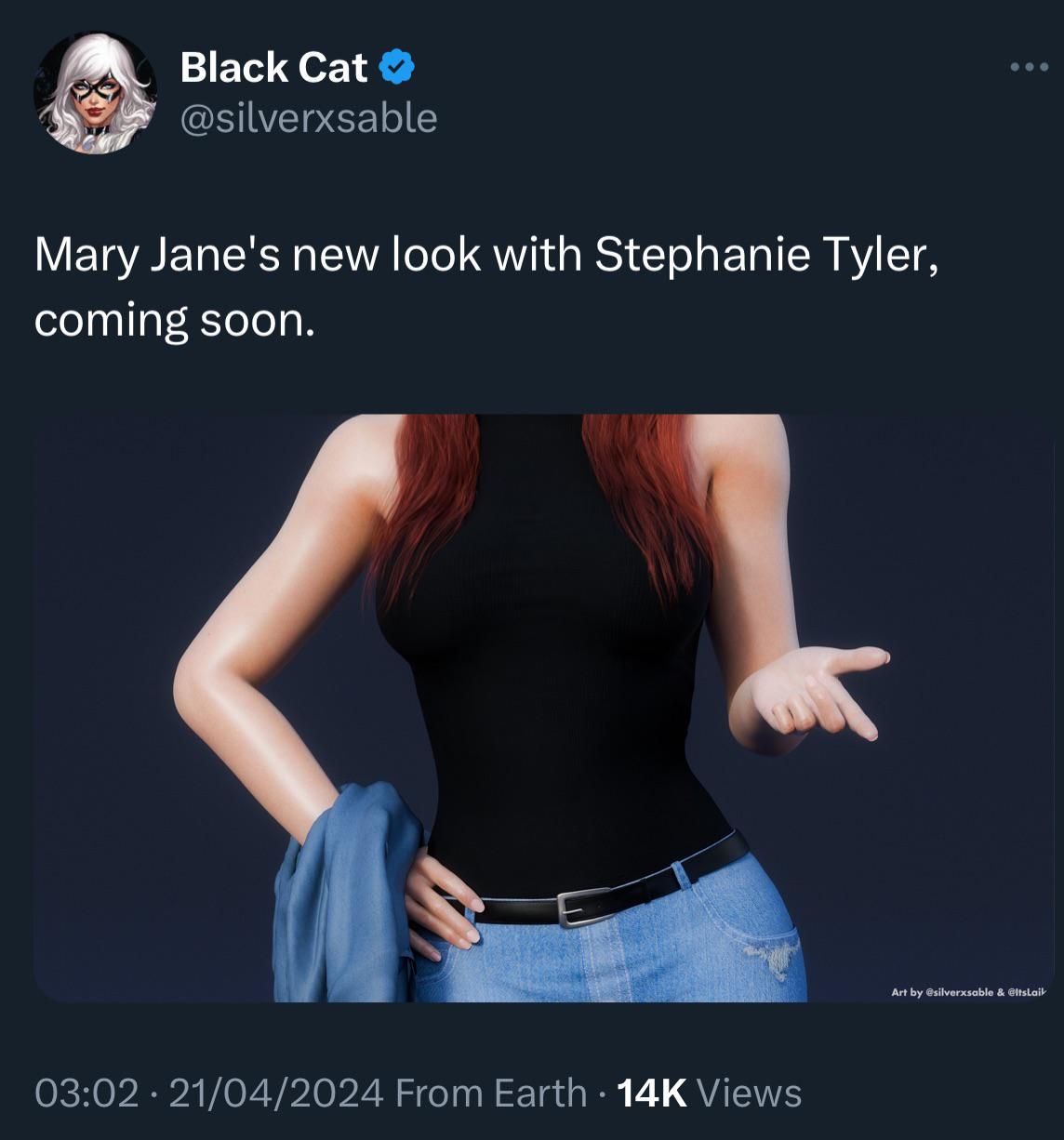 Oh she's creating MJ's comic accurate look and closer to Stephanie Tyler's face. | Scrolller