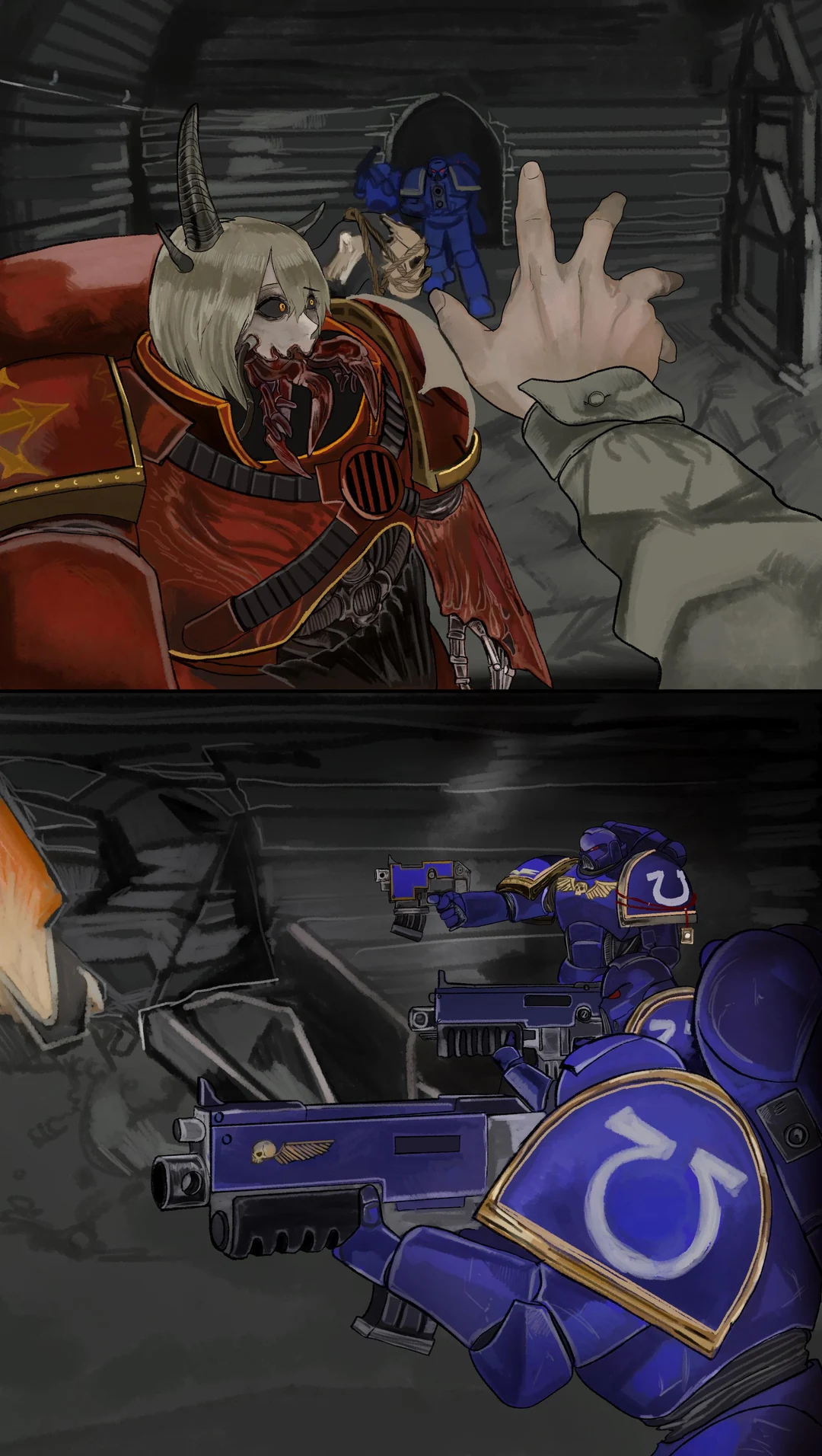 "No, no! wait Don't shoot!" (art by me . . "I can convince, please!" . | Scrolller