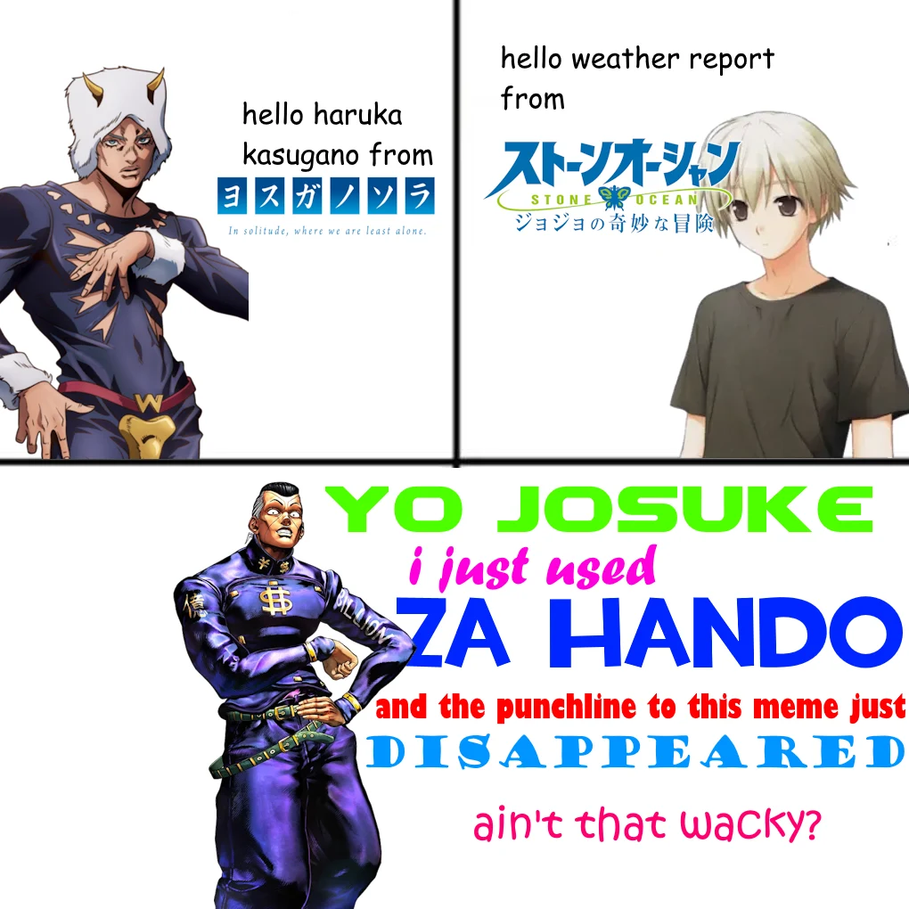 Oi Josuke! I wonder what the joke was?! | Scrolller