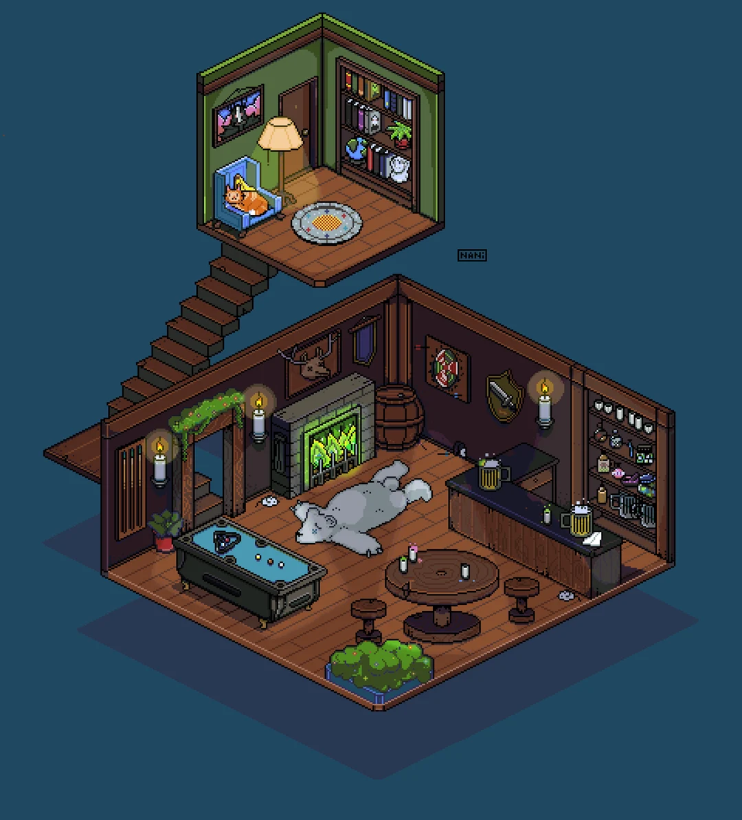 Rustic pixel tavern, art made by me. | Scrolller
