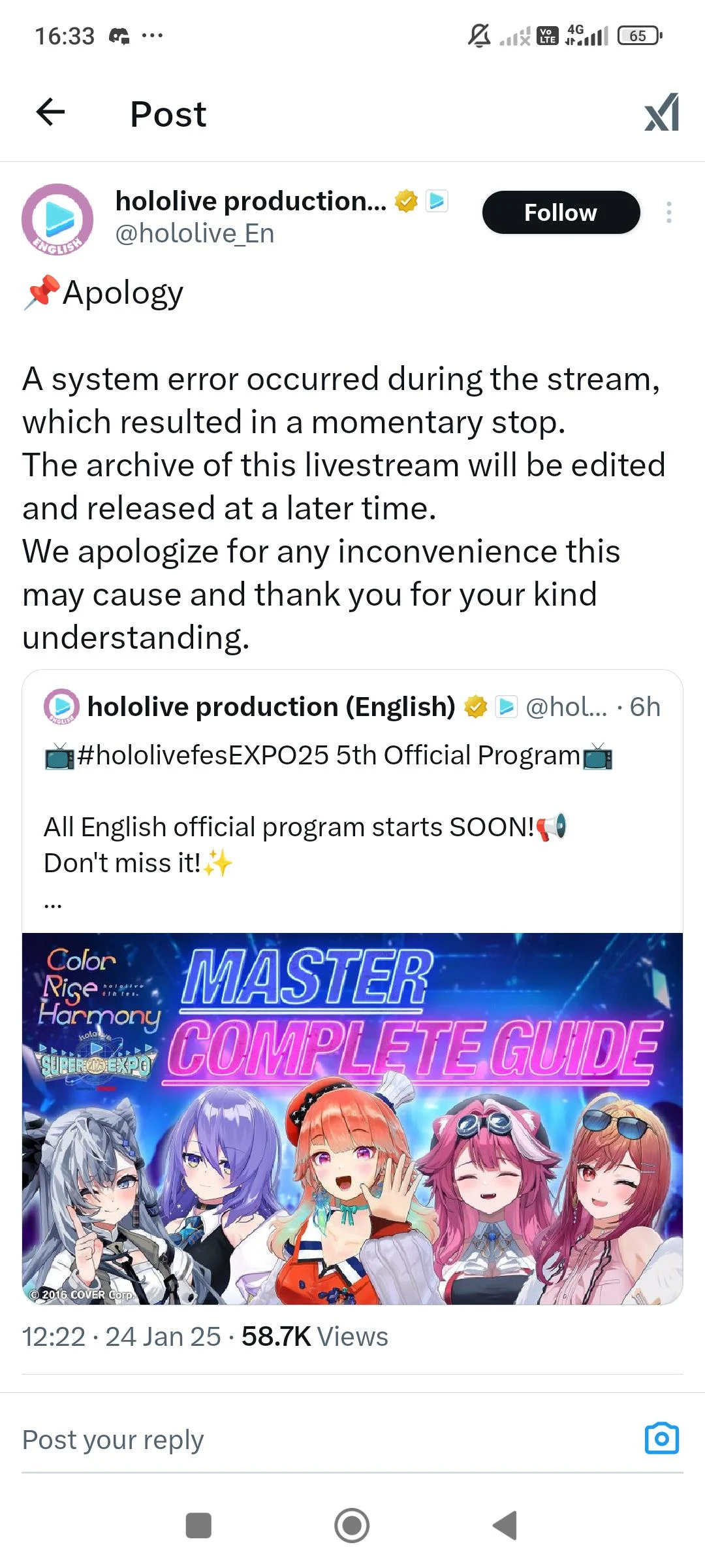 Apology to Hololive fans about the Expo Guide Stream. | Scrolller