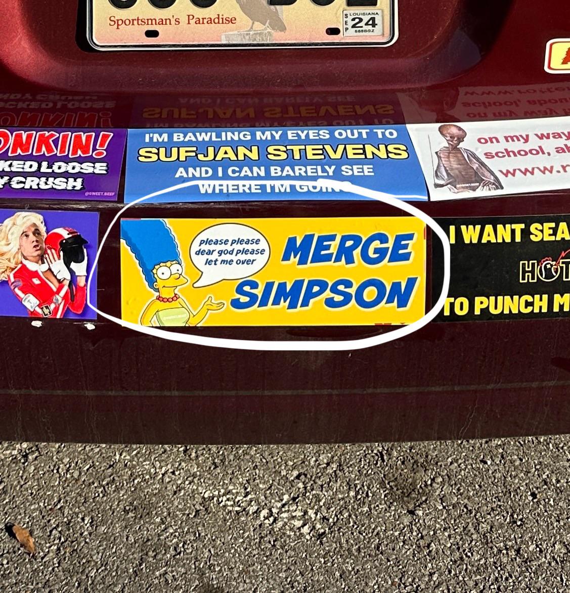 Merge Simpson bumper sticker | Scrolller