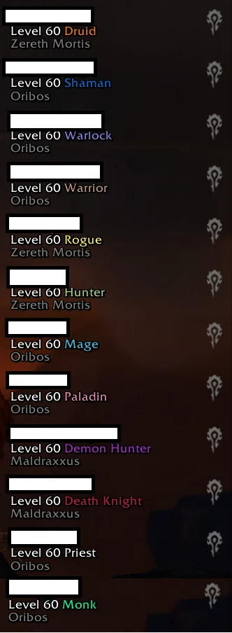 All max classes finally complete! I've enjoyed the alt leveling in SL for the most part. | Scrolller