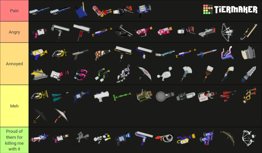 A tier list based on how tilted every weapon makes me | Scrolller