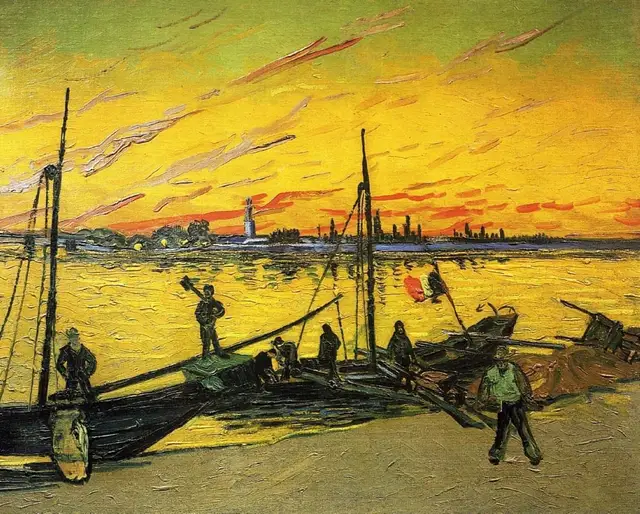 Coal Barges, Oil on Canvas, Vincent van Gogh, 1888. | Scrolller