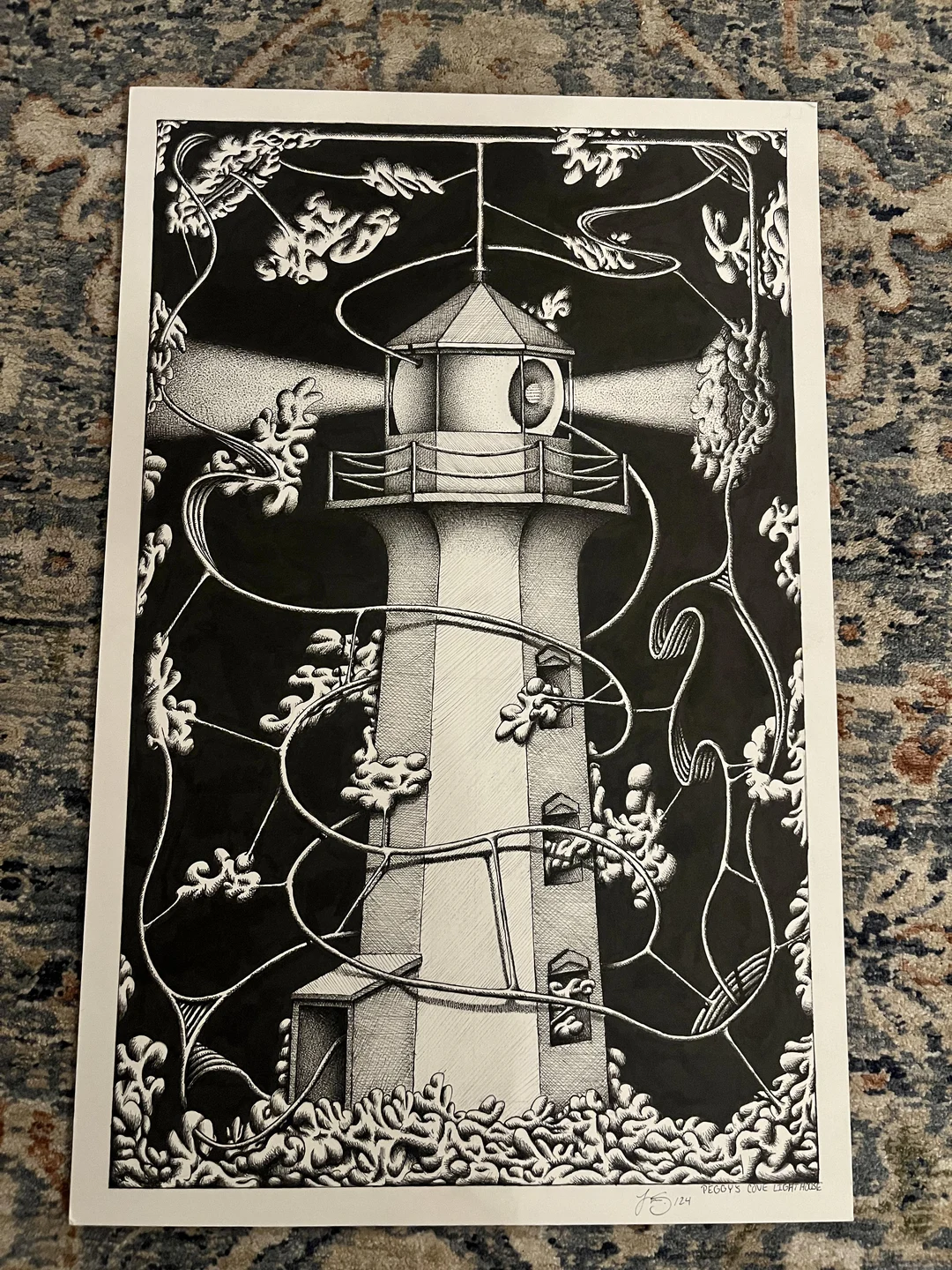 Lighthouse, micron pen on paper | Scrolller