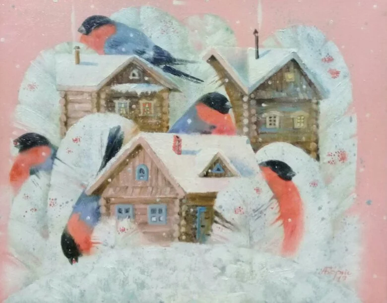 Bullfinches have arrived, Andrey Boris (me), canvas & tempera, 2017 | Scrolller