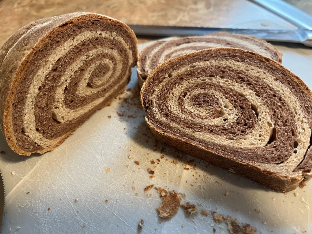 My husband’s first attempt at my favorite bread- a swirled rye! | Scrolller