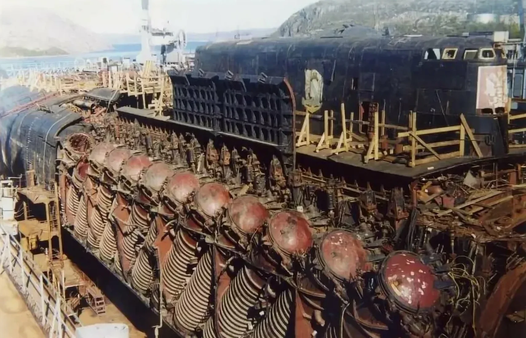 Exposed missile tubes on the wreck of Russian submarine K-141 Kursk, Murmansk, 2002 [1712x1101 ...