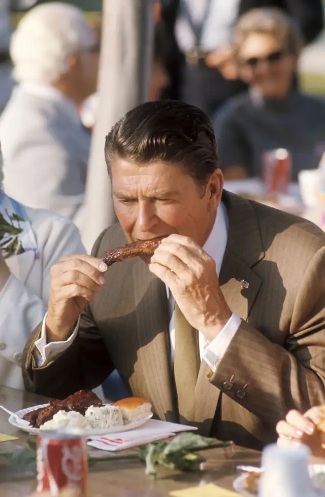 Ronald Reagan Eating Ribs at Barbeque June 1976 | Scrolller