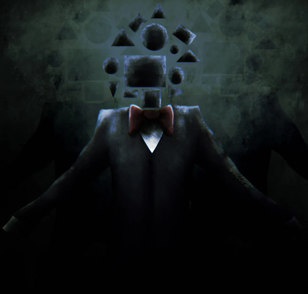 Man With Geometric Shapes Head | Scrolller