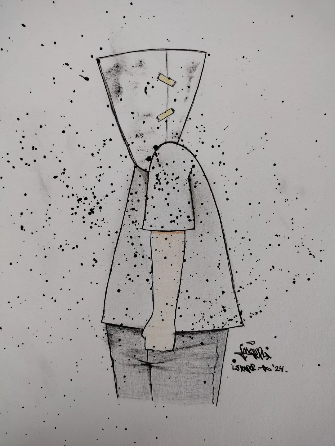 Cone head, l8looper (me), mixed media, 2024 | Scrolller