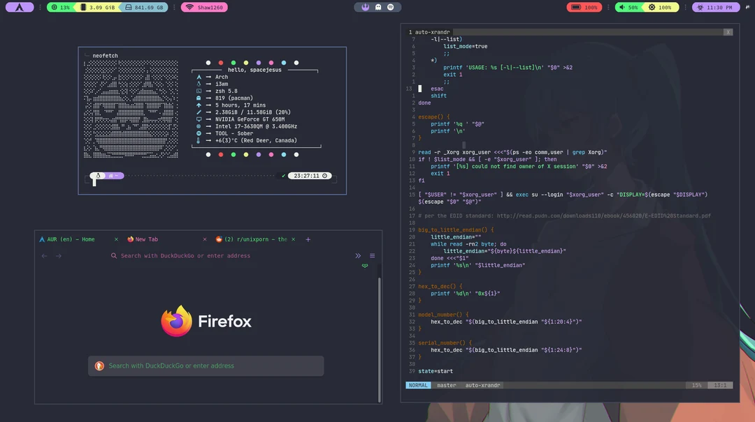 [i3] look mom. i use arch | Scrolller
