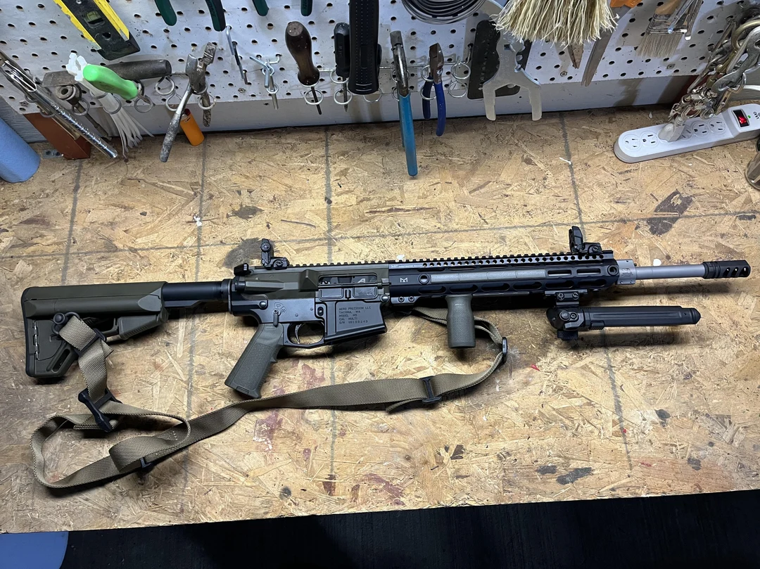 First ever build. Aero M5 lower & upper. BA barrel. MI rail. Magpul furniture. Ignore the muzzle ...