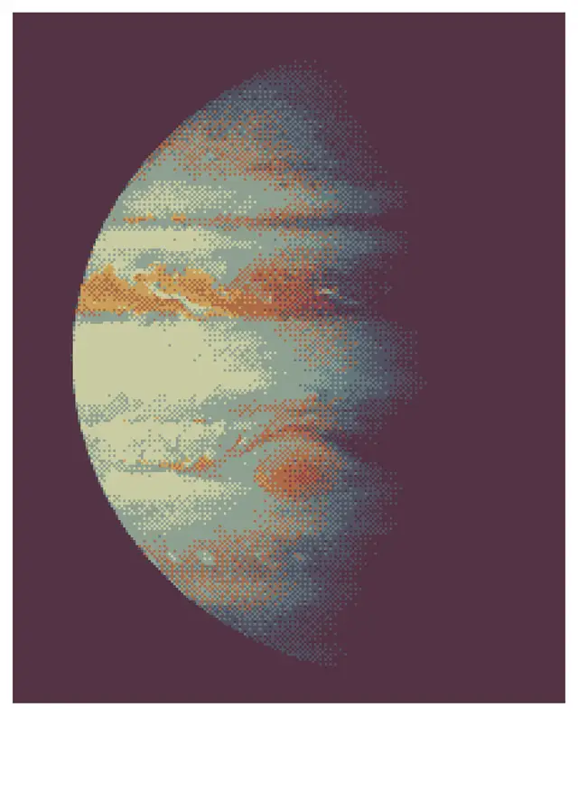 Jupiter pixel art (ordered dithering applied to original NASA image with a reduced colour ...