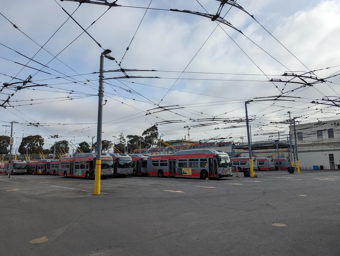 trolley buses, getting ready for the launch of Van Ness BRT tomorrow. | Scrolller