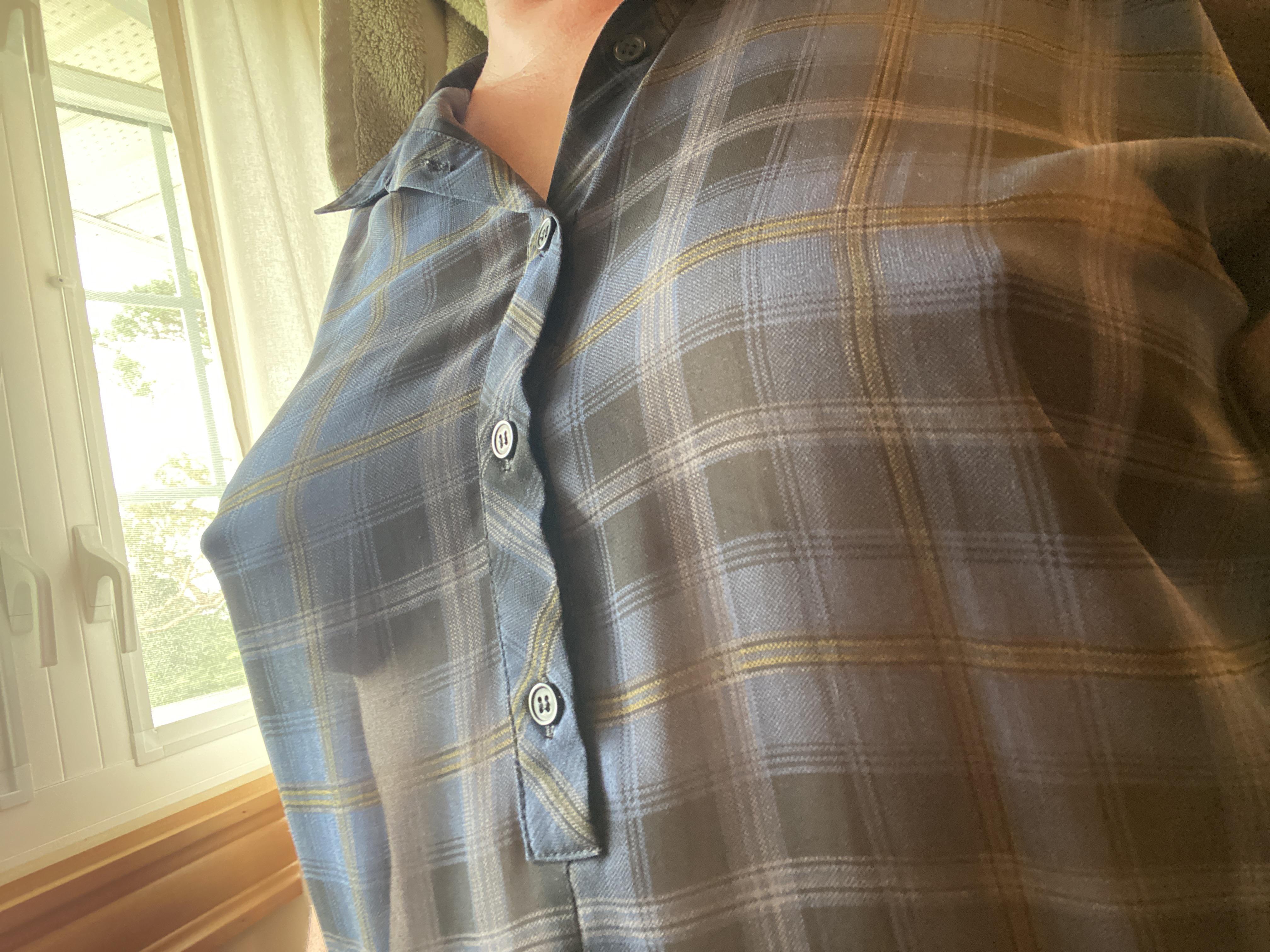 Sheer plaid shows the tits nicely | Scrolller