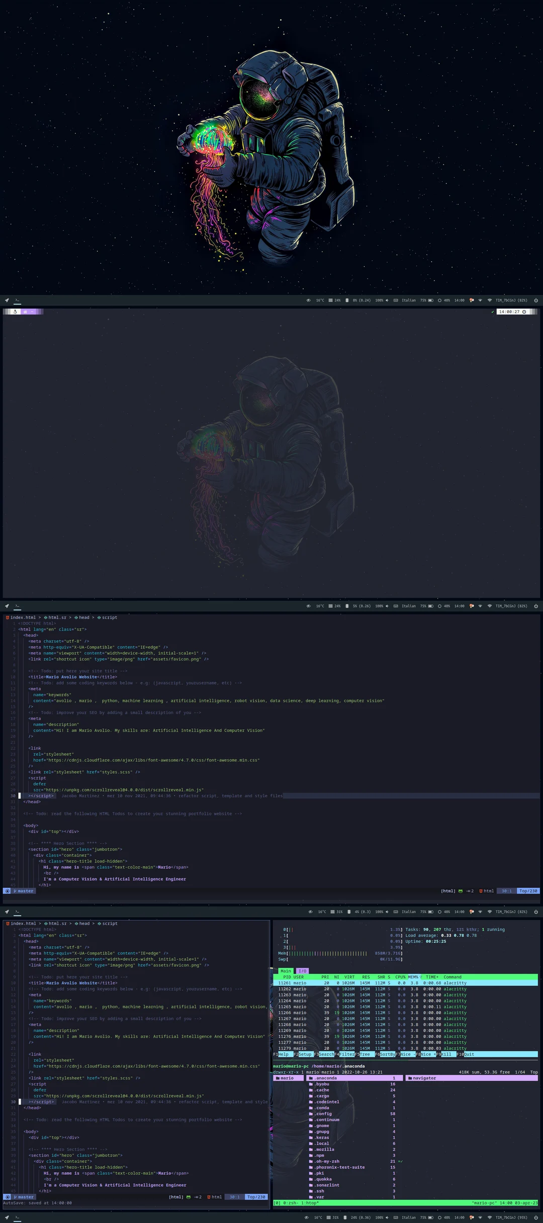 [SWAY] ZSH + ALACRITTY + TMUX + LUNARVIM | Scrolller