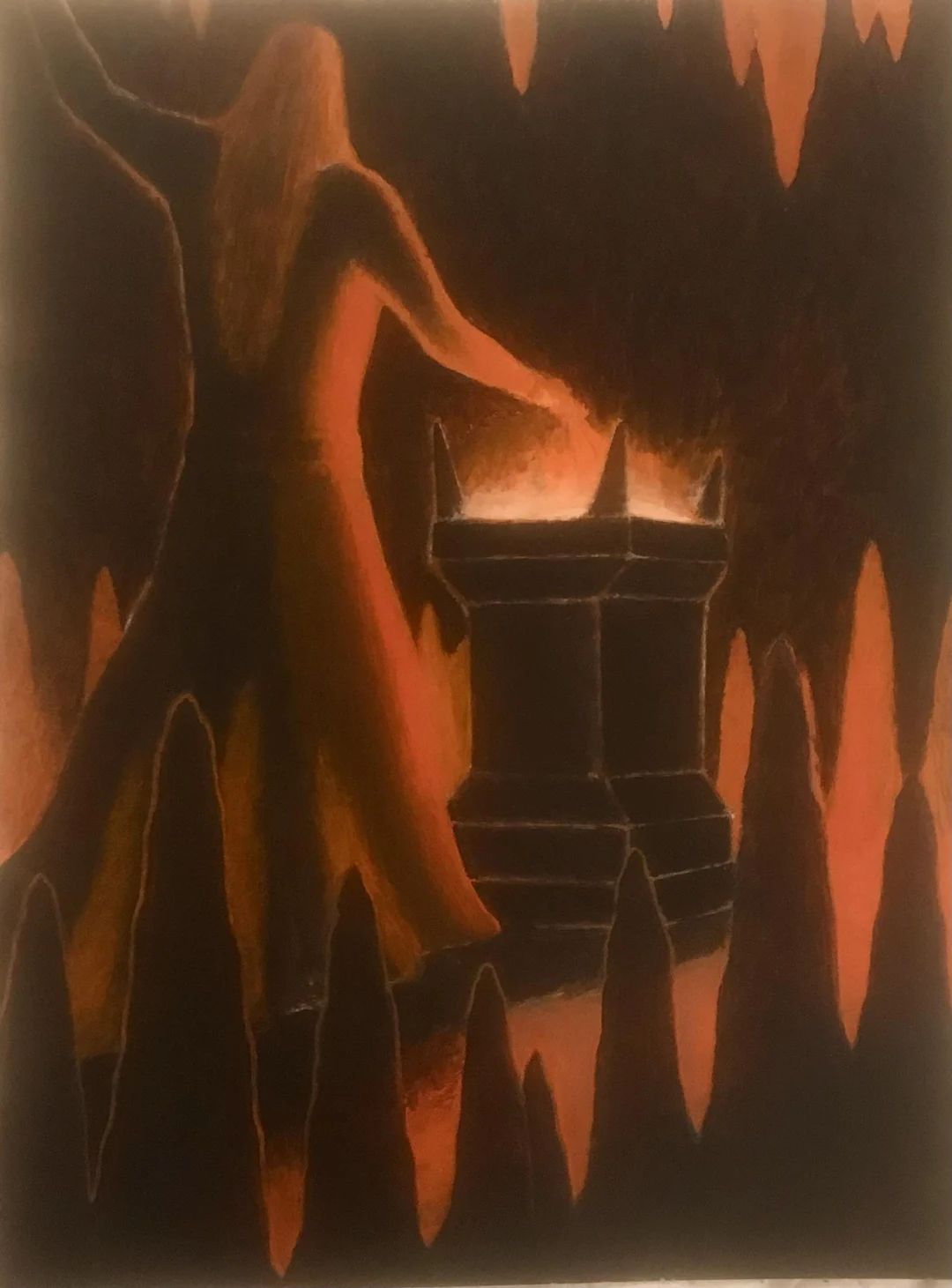 Feedback on this painting in progress (acrylic on illustration board) of Sauron forging the one ...