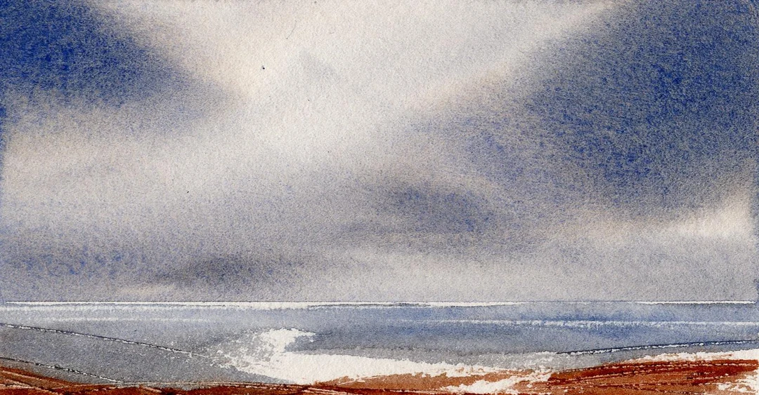 Rocky shore, me, watercolour, 2022 | Scrolller