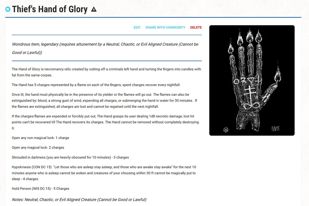 Thief’s Hand of Glory | Scrolller