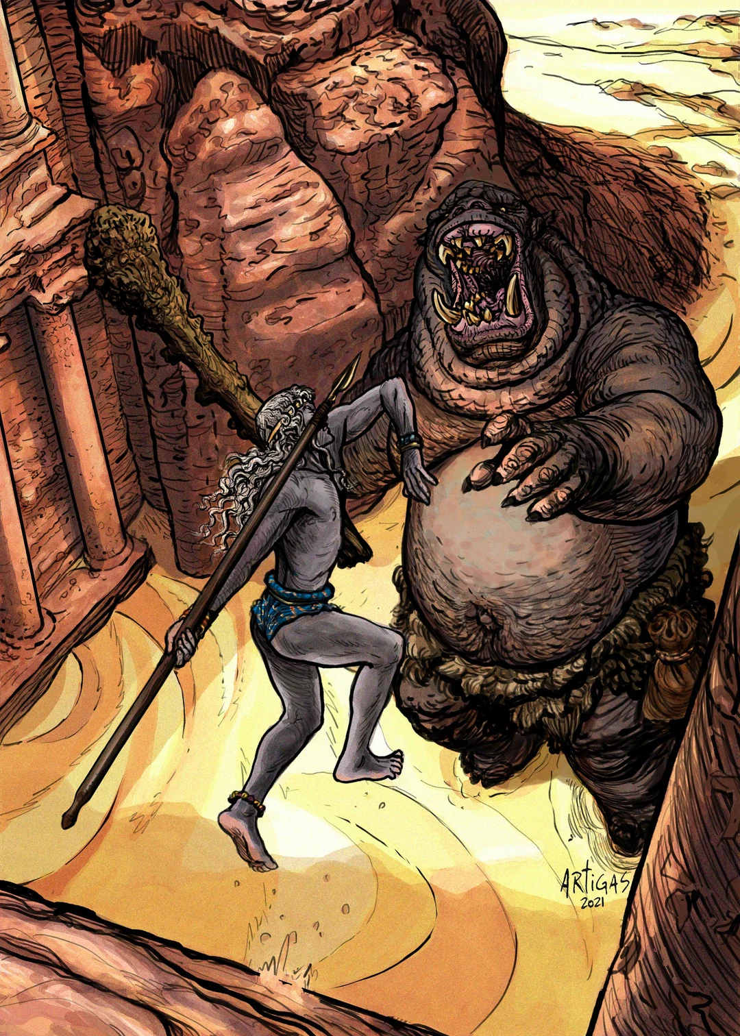 Dark Elven David and Ogre Goliath by Sergio Artigas | Scrolller