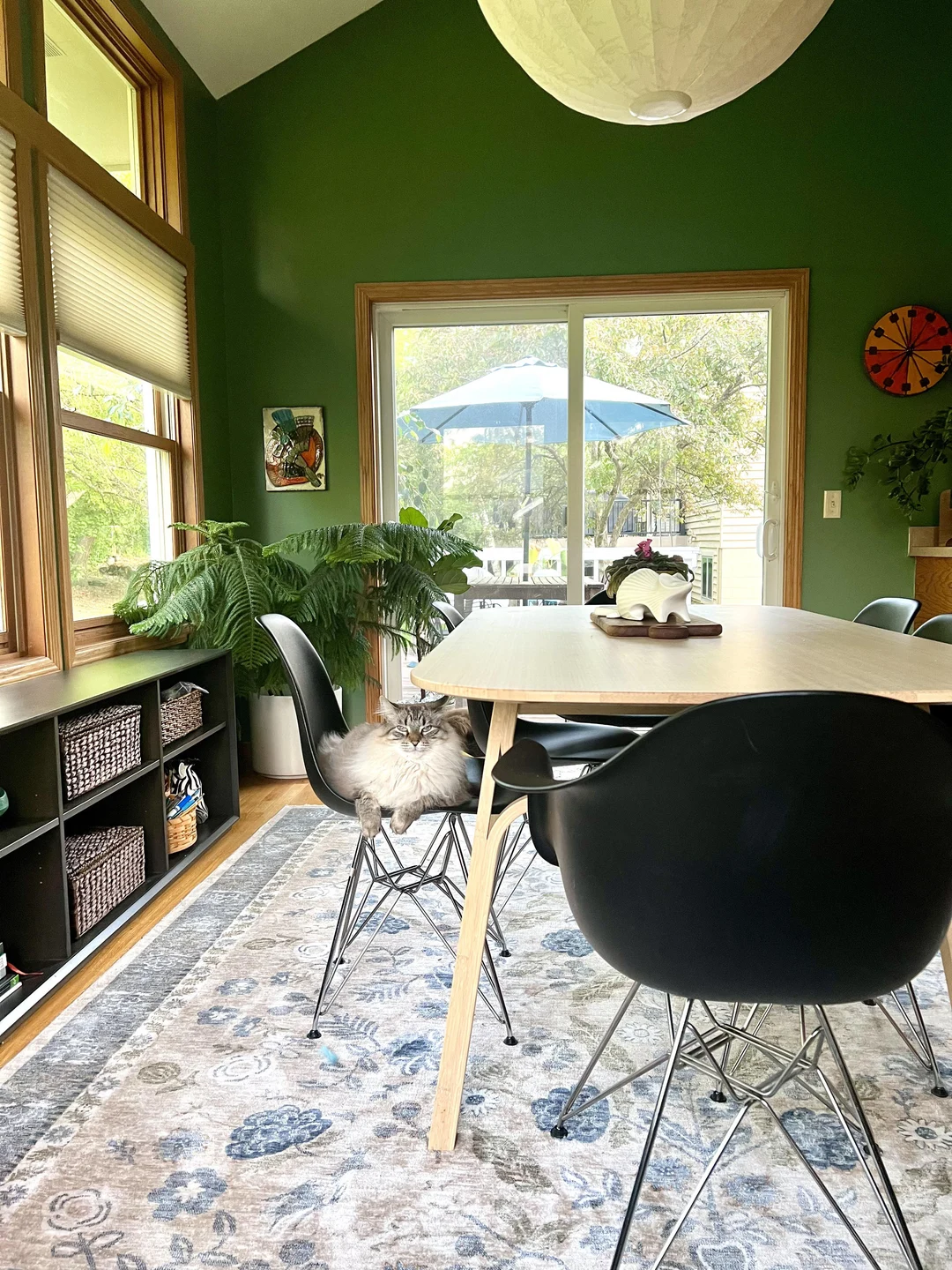 Green walls surrounded by green trees make this room my happy place in Spring. | Scrolller