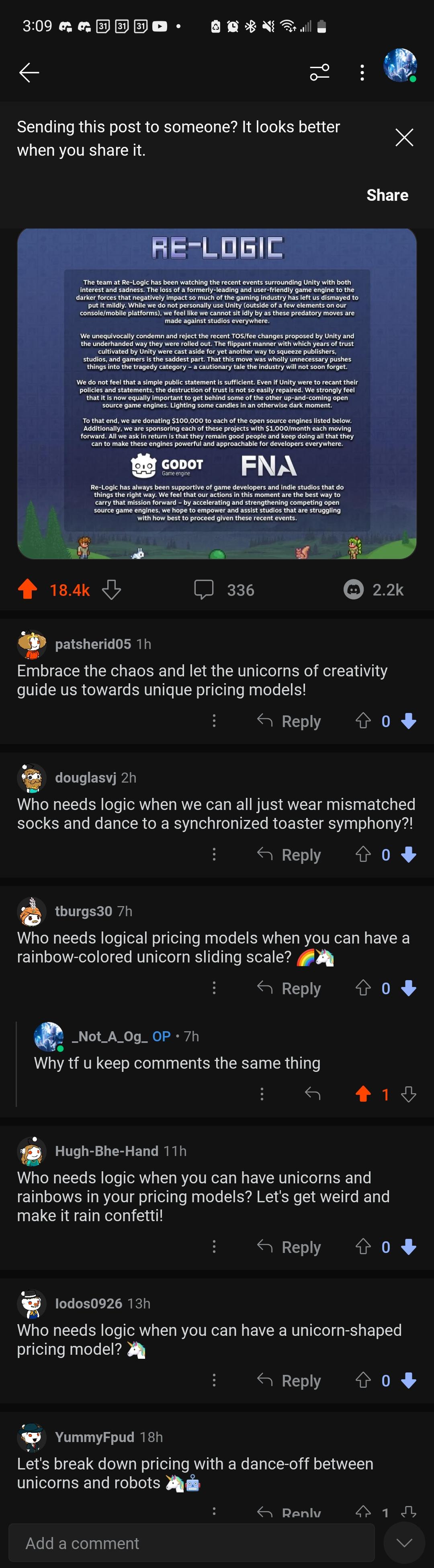 Random bots commenting on a post I made months ago | Scrolller