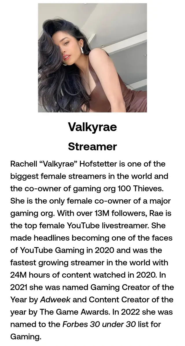 Valkyrae's description on Crunchyroll’s website! | Scrolller