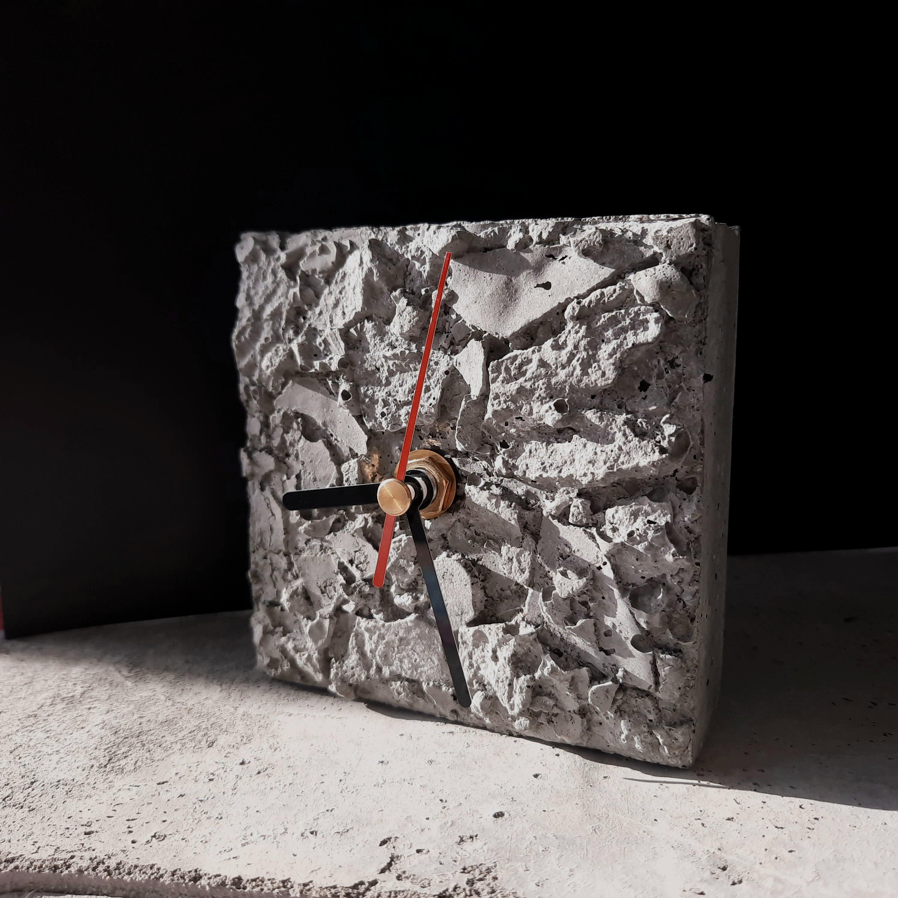 Tectonic structure. Artwork. Concrete table clock. | Scrolller