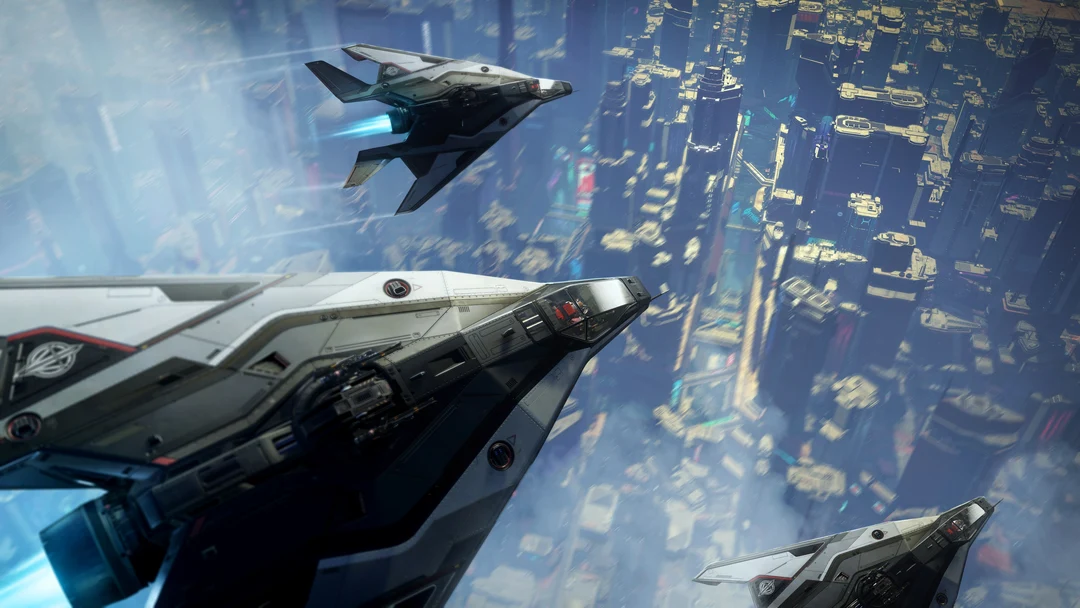 Anvil Arrow - Flying in formation over ArcCorp by Roberst Space Industries | Scrolller