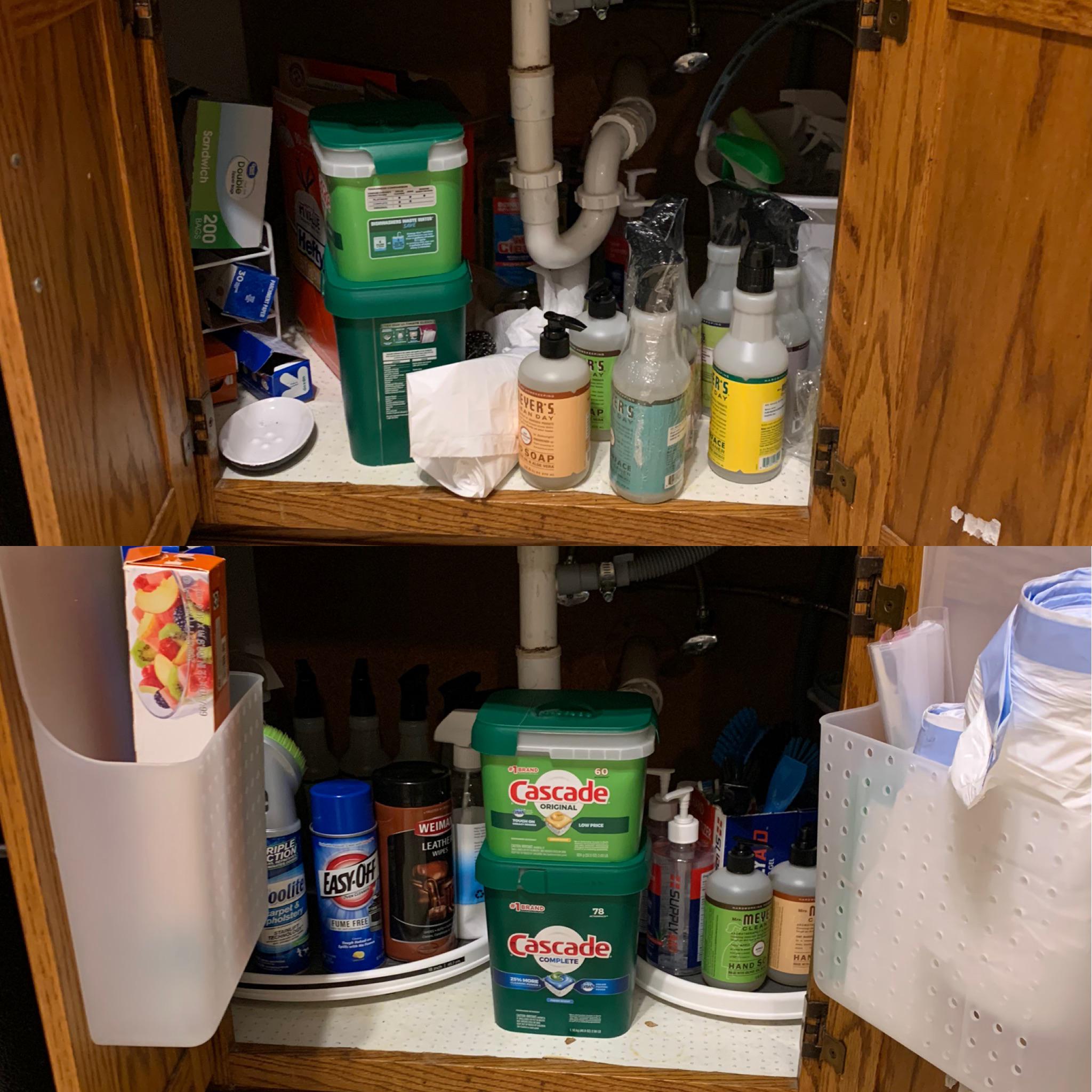 Finally got around to organizing the cabinet under the kitchen sink ...