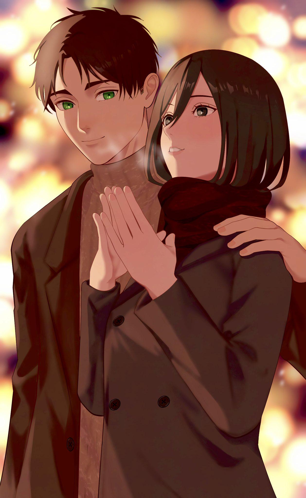 Eren and Mikasa🎄 (art by @tounyuu_cp) | Scrolller