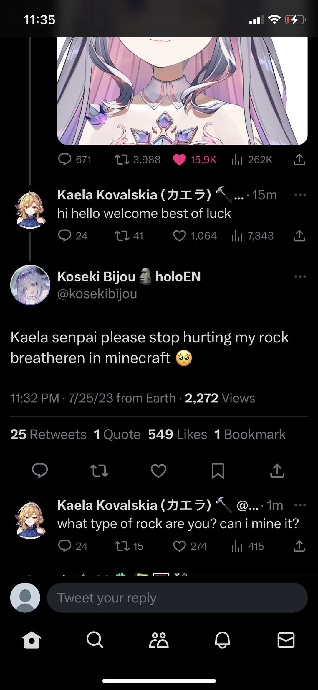 Poor Koseki. Thinking she can stop kaela from grinding and mining. | Scrolller
