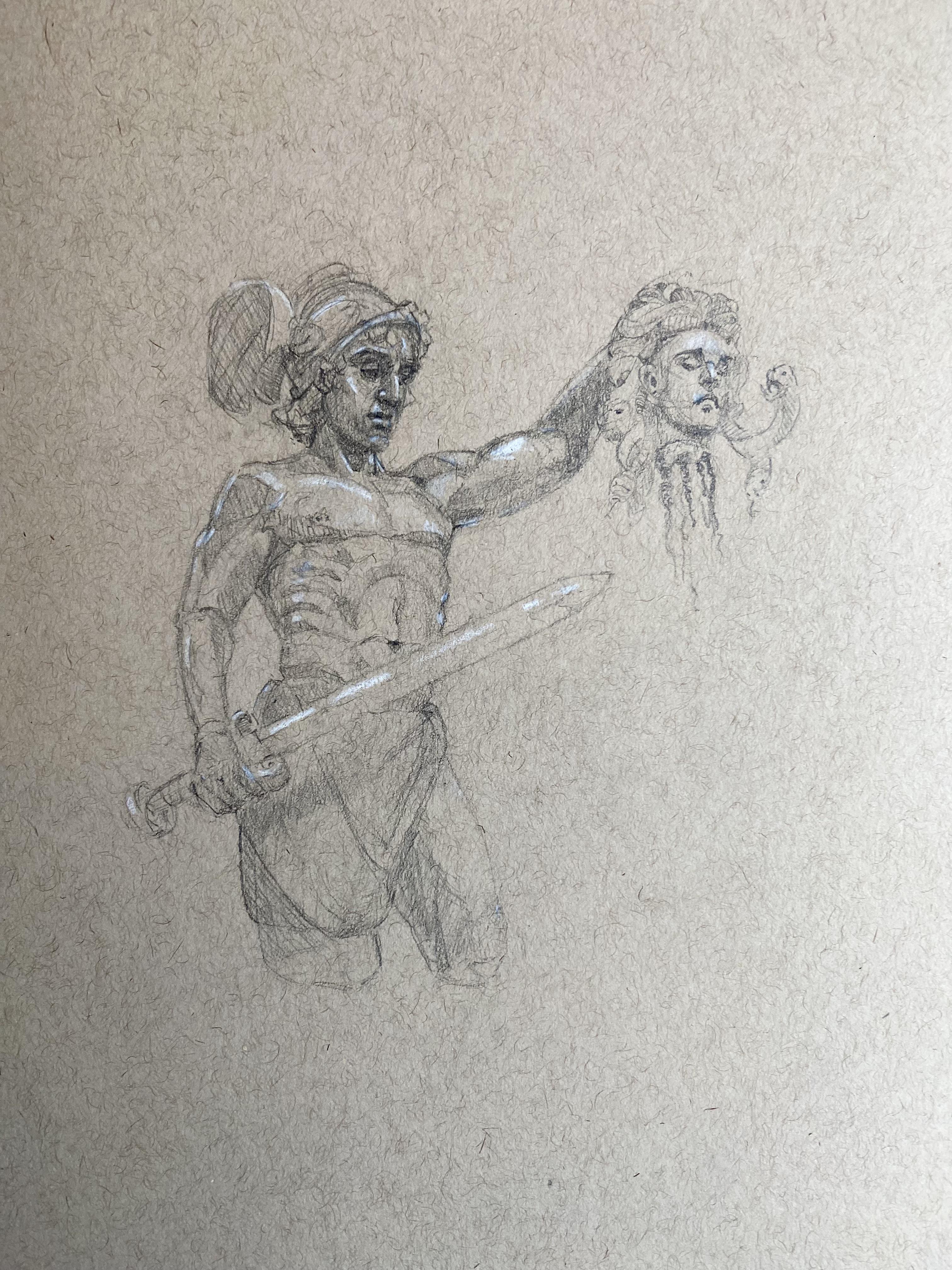 Perseus and Medusa, Me, Graphite on Paper, 2022 | Scrolller