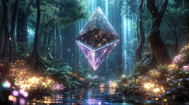 Floating Ethereum Crystal In Mystical Forest [1920x1080] | Scrolller