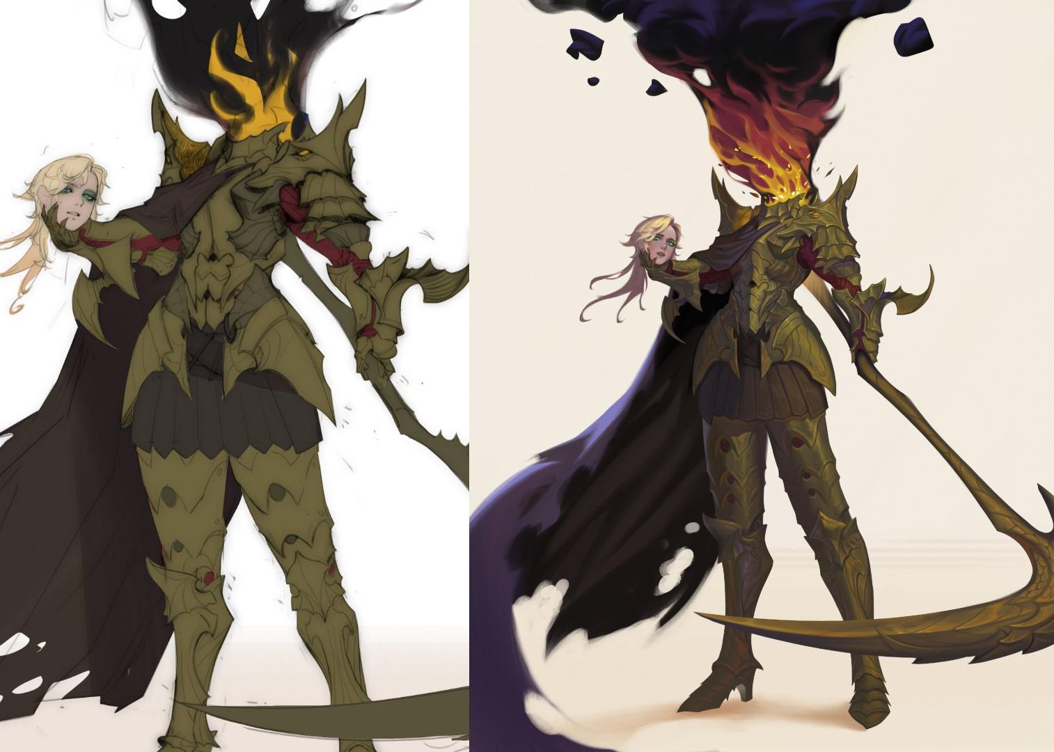 Dullahan character art by me, sketch and final | Scrolller